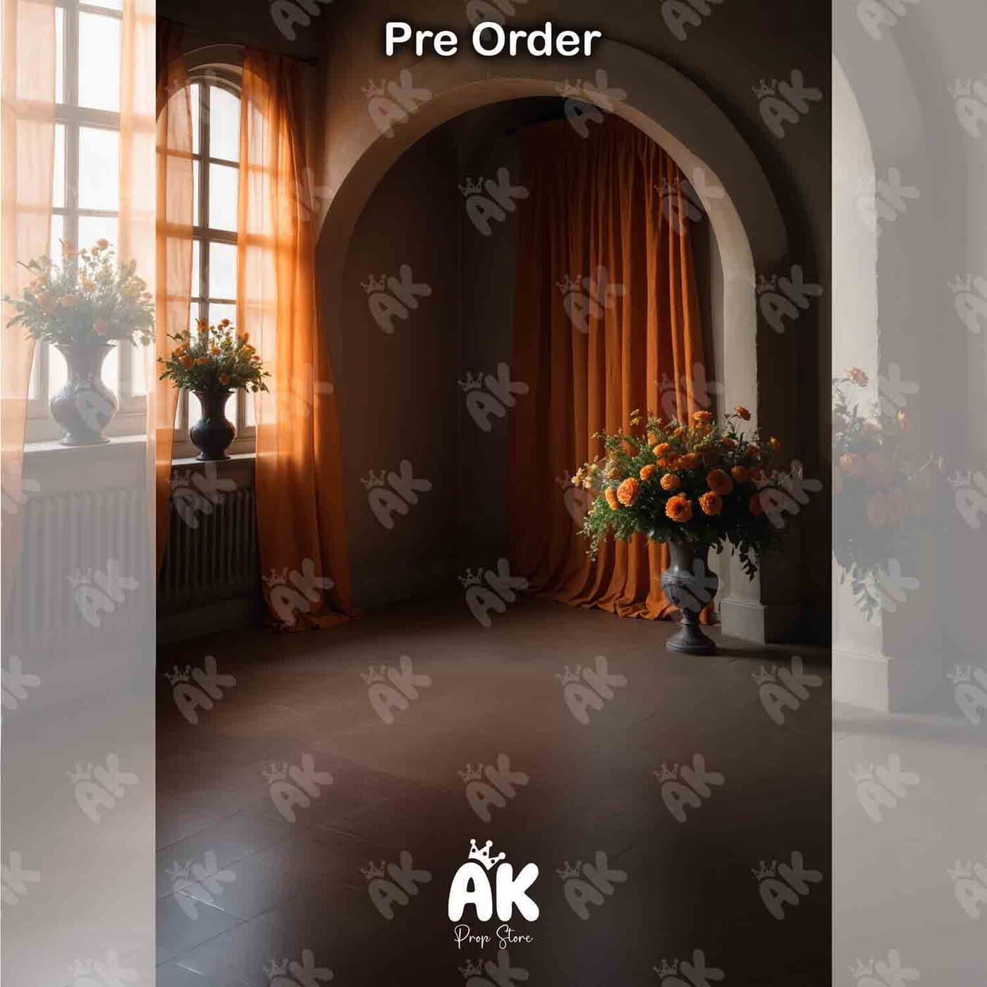 Hazy Indoor Pre-Order Fabric Portrait Backdrop – Elegant Studio Background