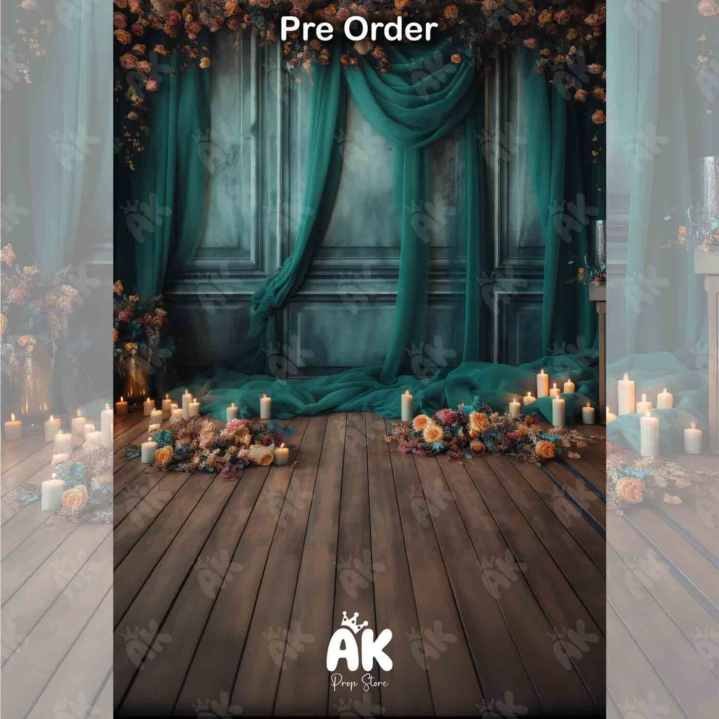 Teal Blue Chamber – Fabric Backdrop (Pre-Order) | AK Prop Store