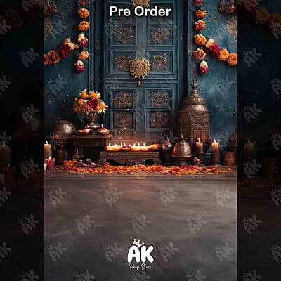 Fabric Portrait Backdrop - Temple Diya