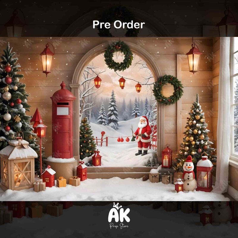 Fabric Baby Backdrop - Joyful Santa View