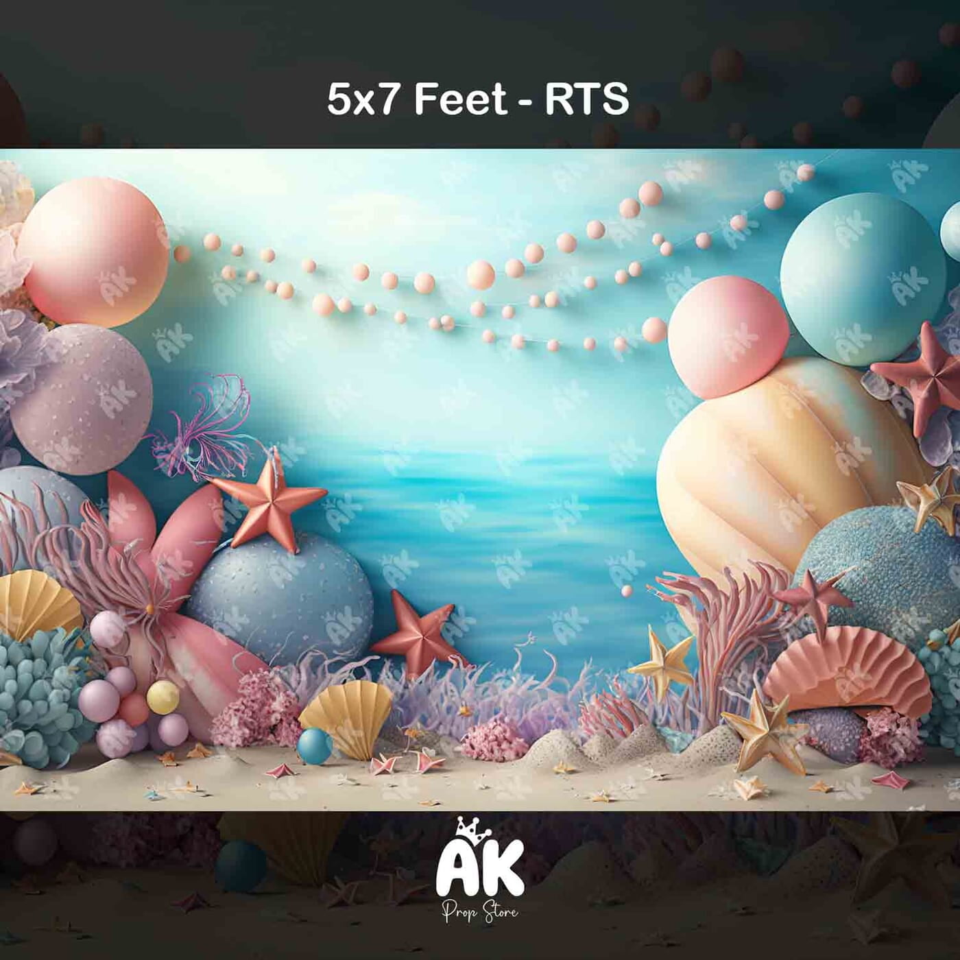 Under Water World – Baby Fabric Backdrop 5×7 ft | AK Prop Store