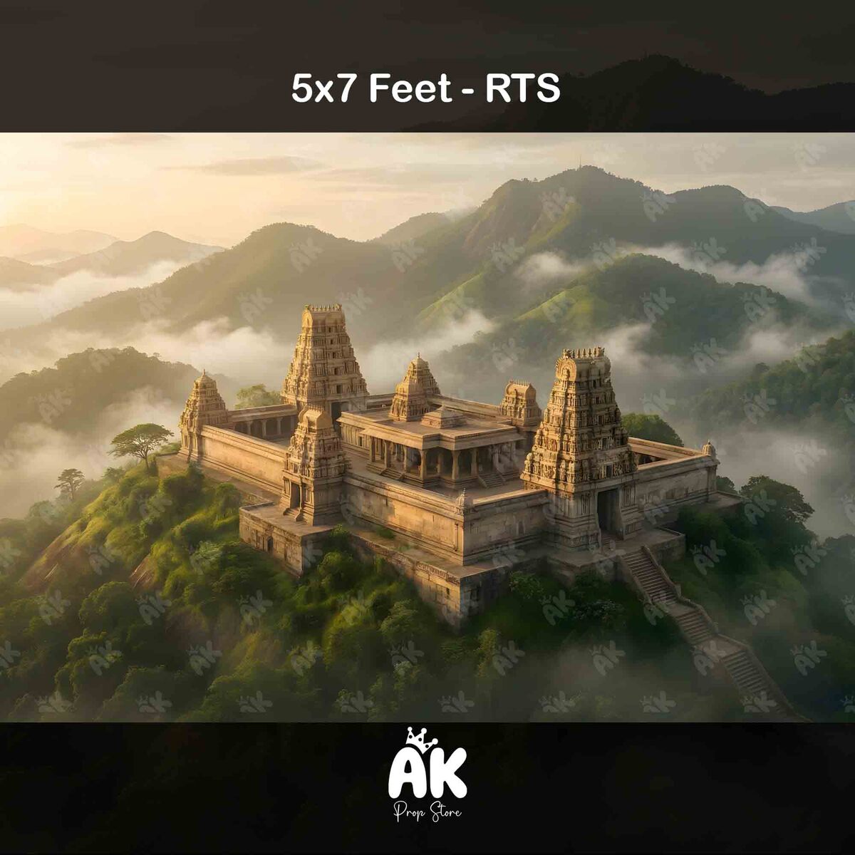 Divine Hilltop Temple 5×7 Backdrop | Spiritual Baby Portrait Theme