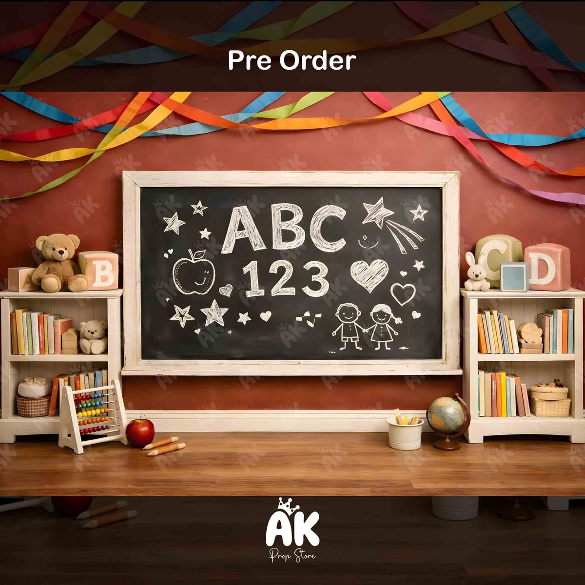 Kinder Classroom Baby Photography Backdrop | Preschool School Theme ...